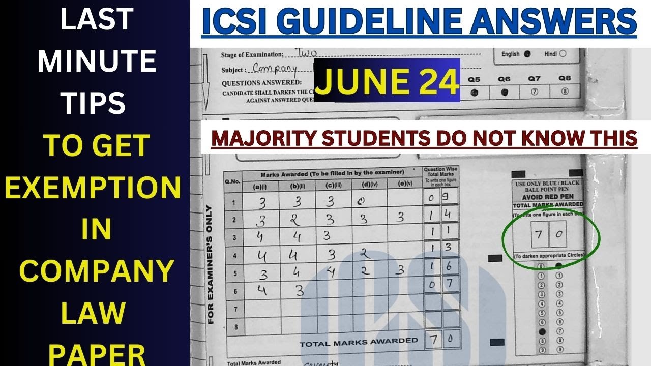 ICSI Suggested Answers/ Guidelines of Company Law | Best Writing ...