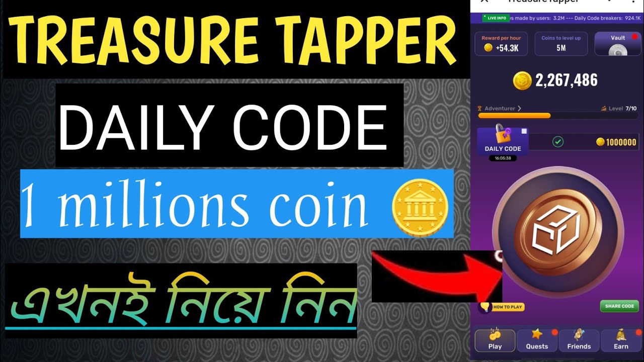Treasure Tapper Daily Code | Treasure Tapper Daily Code Today 19 August ...