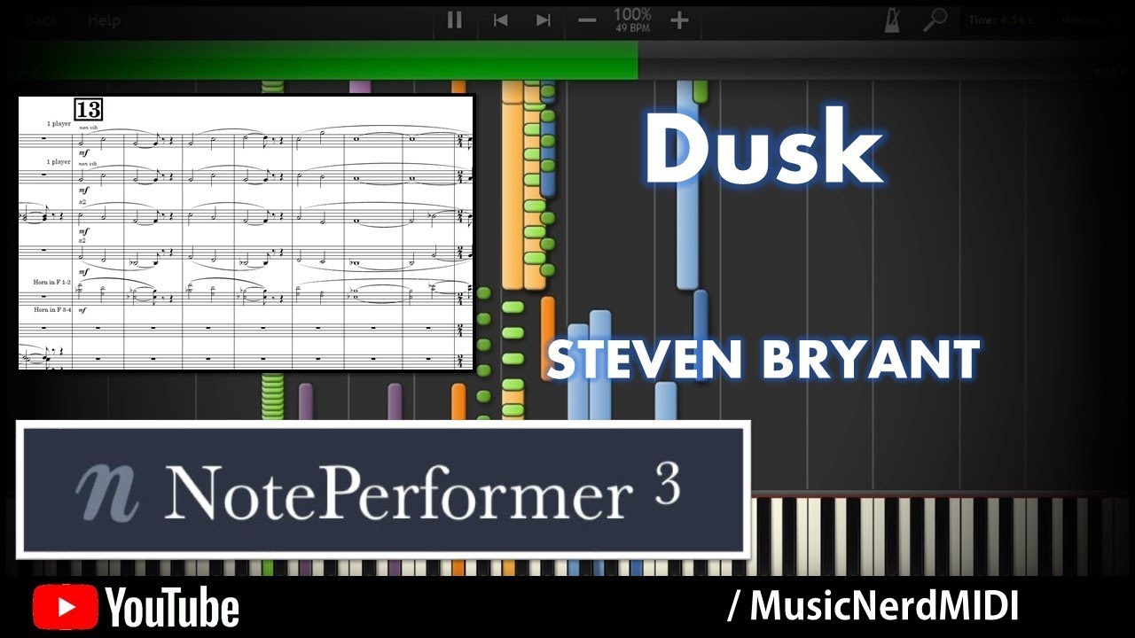 Dusk - Steven Bryant - NotePerformer 3 / Synthesia [HD] - YouTube
