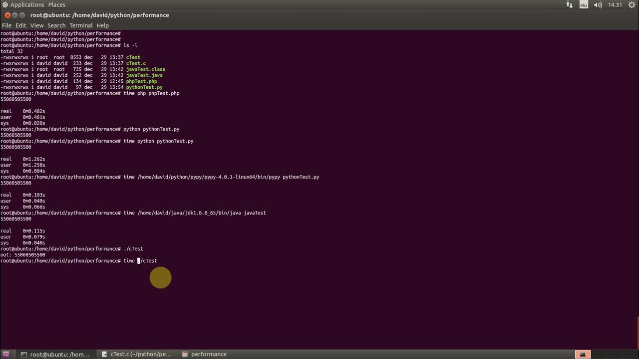 Python Beginner Tutorial - python - pypy - php - java - c performance ...