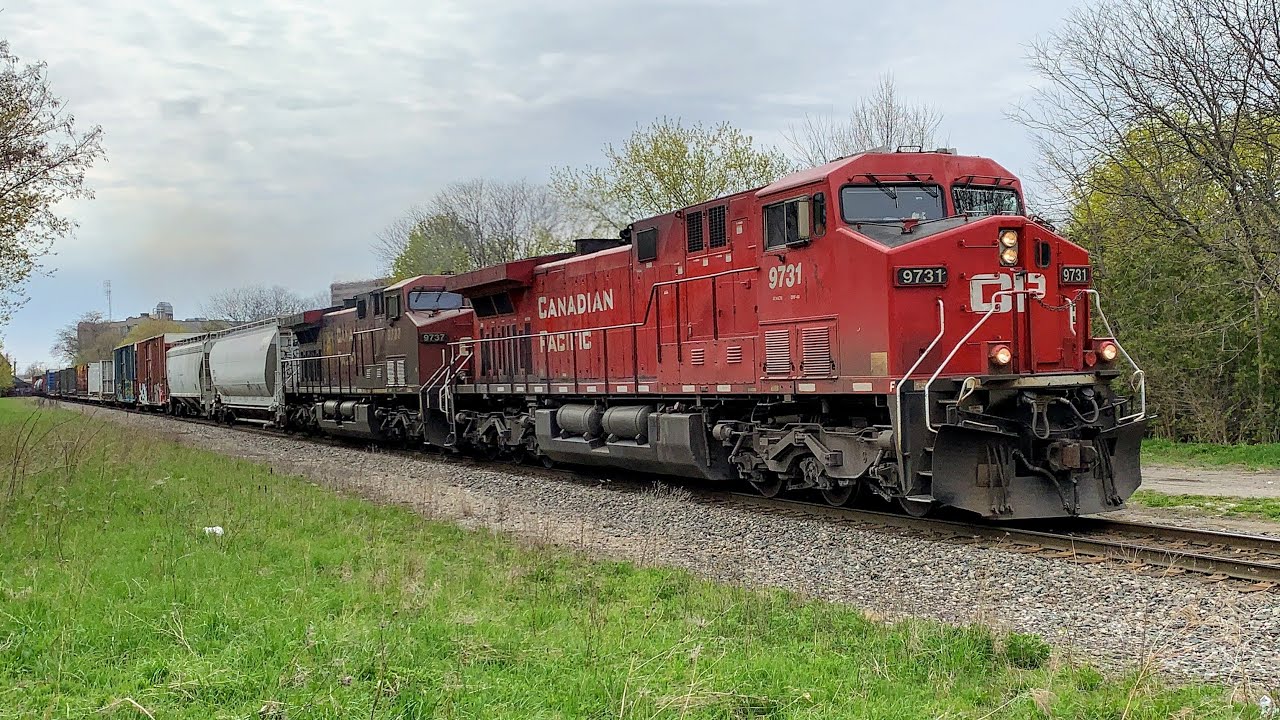 CP #9731 and #9737 in a GEVO Lashup on CP 140 at Waterloo Street (Galt Sub), London, Ontario ...