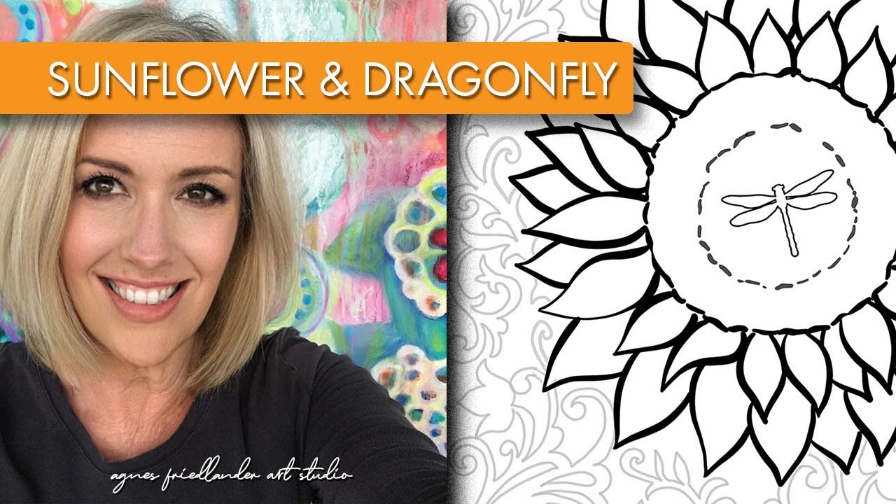 SUNFLOWER & DRAGONFLY - PAINTING PART 1 - YouTube