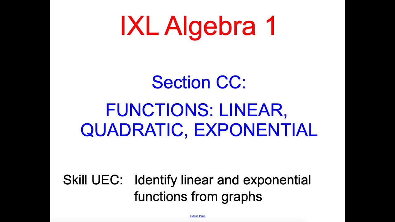 IXL CC.1 Algebra 1 Identify linear and exponential functions from ...