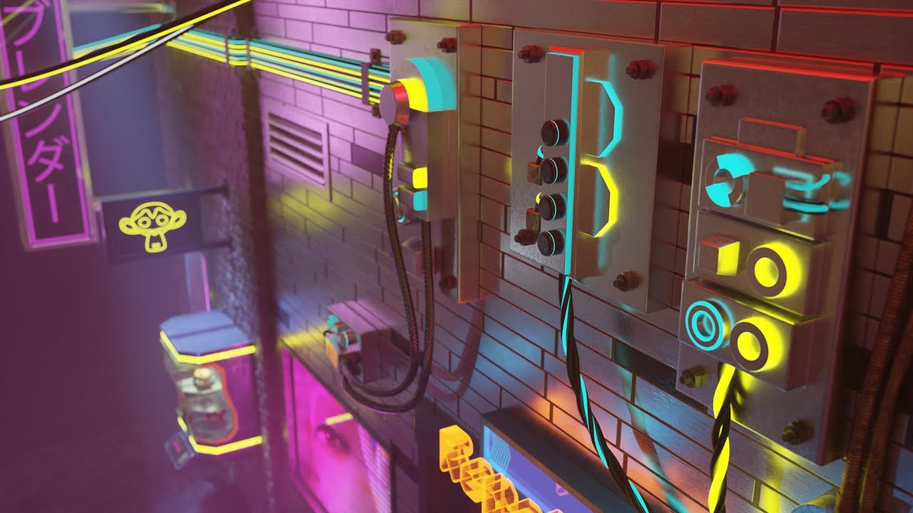 3D Modeling in Blender - Cyberpunk Street Part 16: Ready to Render and ...