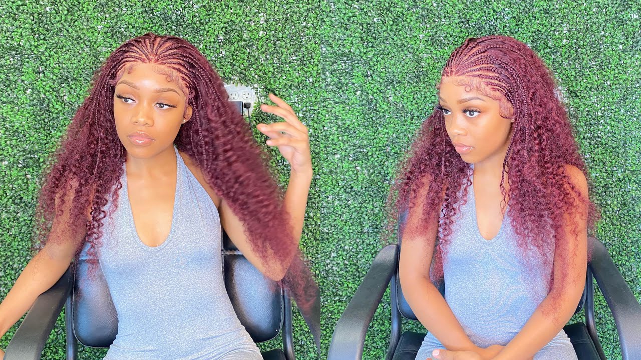 Front TRIBAL BRAIDS On LACE FRONT WIG 😍 |MELTED HD Lace Curly Wig ...
