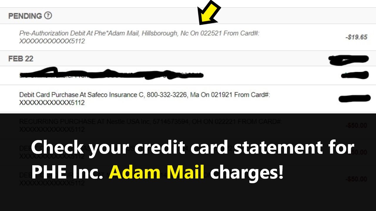 Charge on credit card made by PHE Inc. Adam Mill Hillsborough NC - what ...