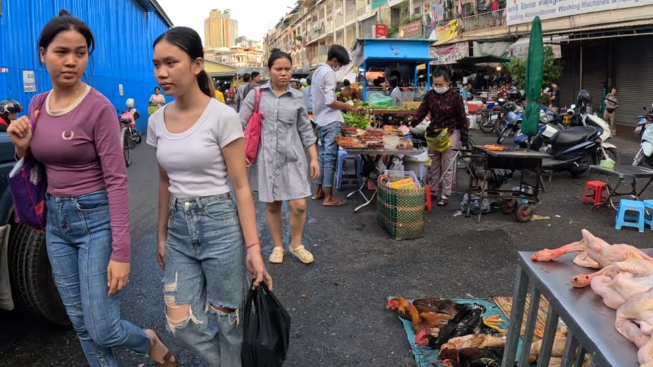 Cambodia tour | Walking tour in Phom Penh Orussey market - 4K 60fps ...