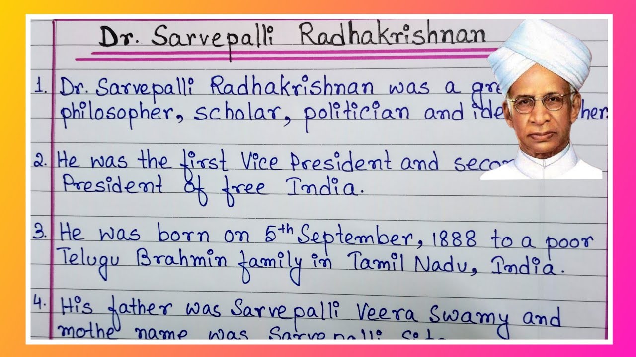 10 Lines on Dr. Sarvepalli Radhakrishnan in English l Essay on Dr ...