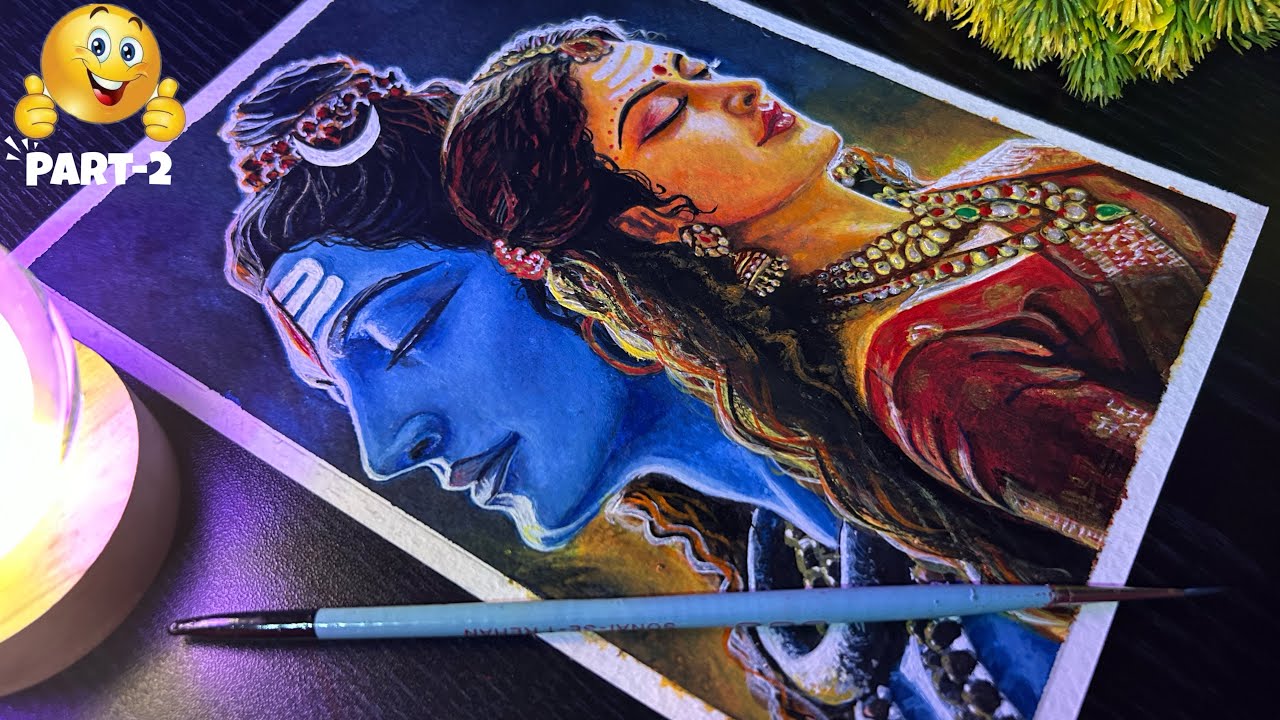 Lord Shiva with Devi Parvati Acrylic Painting | Colouring Tutorial Part ...