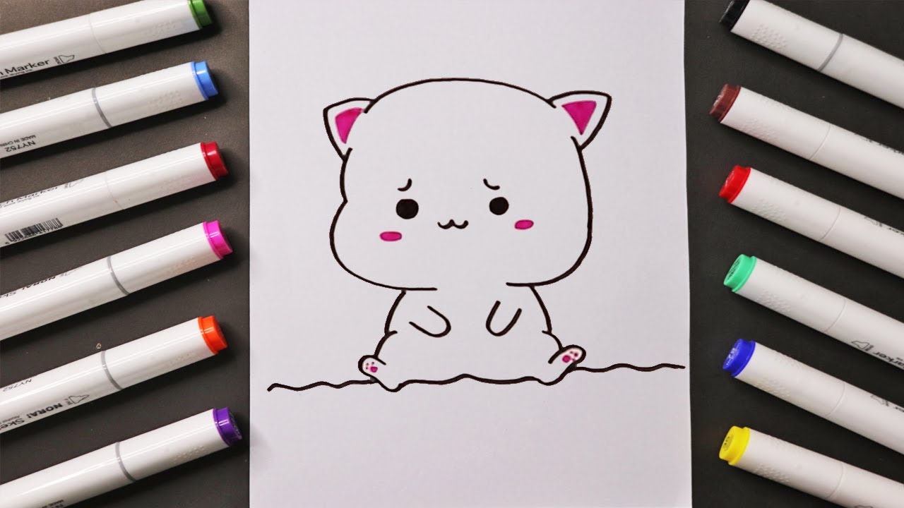HOW TO DRAW CUTE LITTLE CAT EASY - YouTube