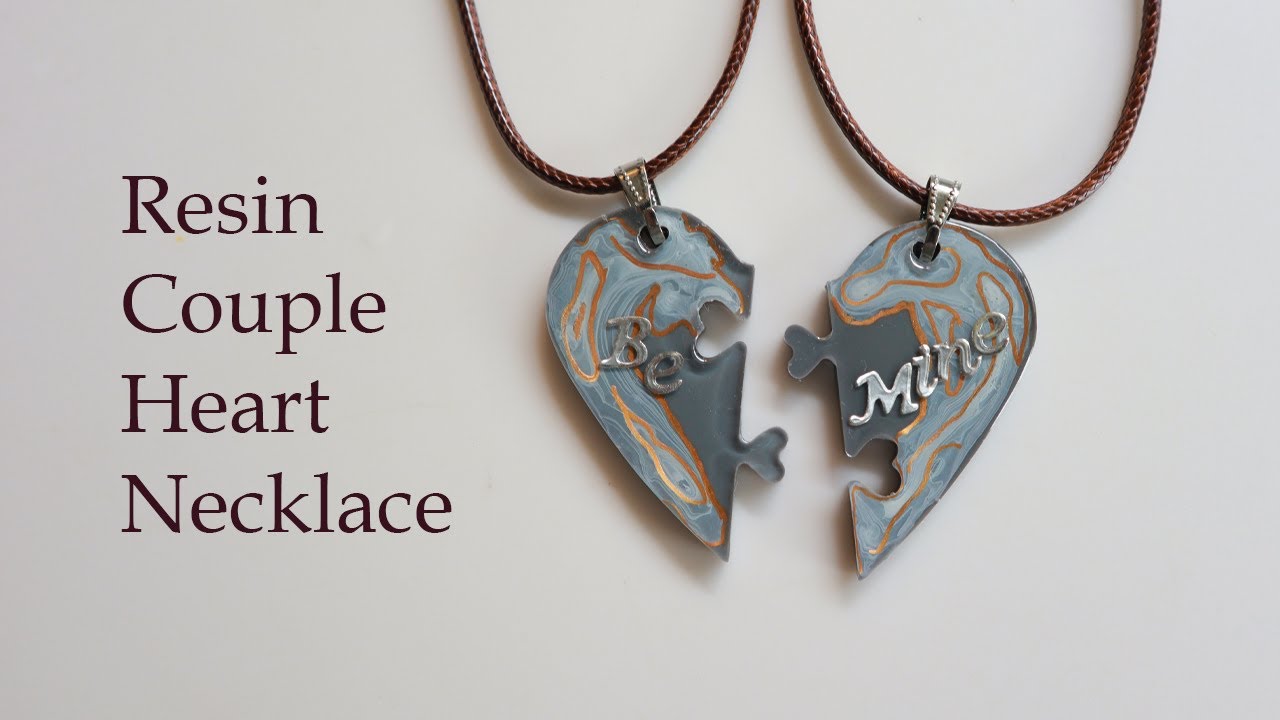 Resin Love locks for lovers | Resin Couple Heart Necklace | Handmade ...