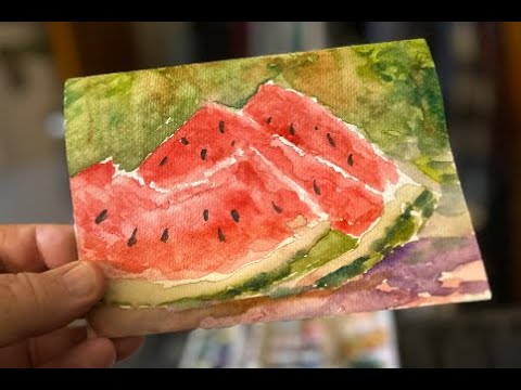 How To Paint a Watercolor Watermelon (Super Easy) - YouTube