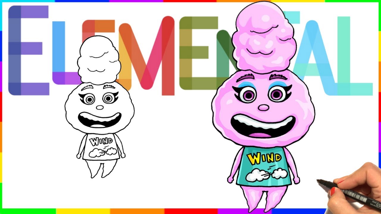 How To Draw Gale from Elemental the wind Element | Draw 4u - YouTube