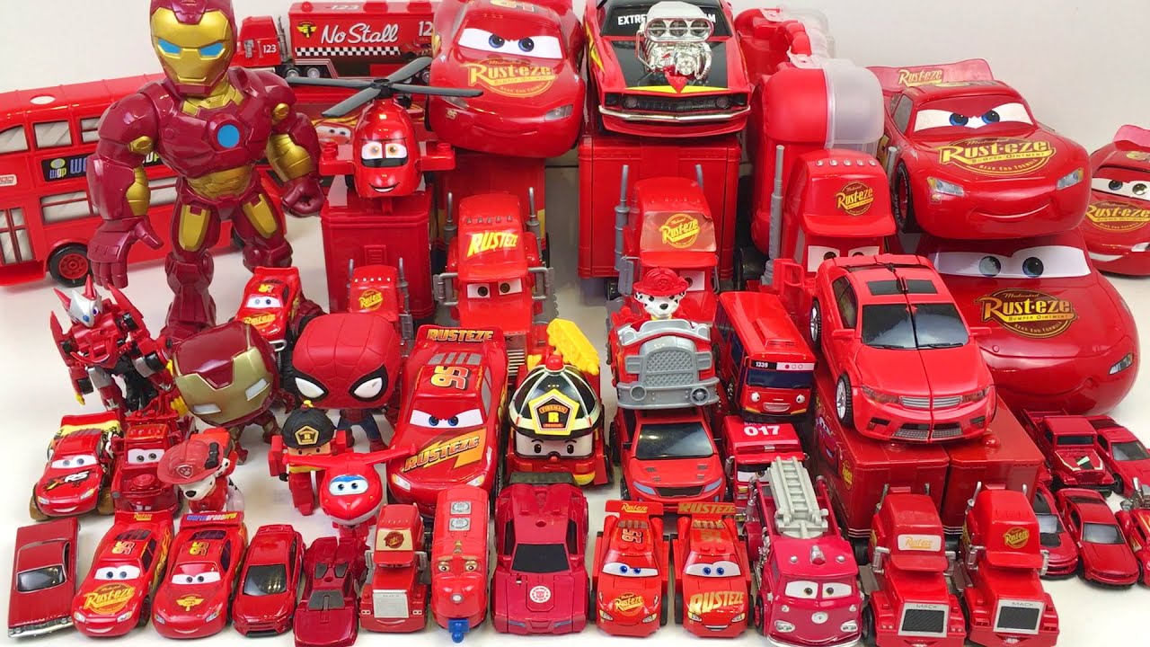 Red Color Toys Cars Cartoon Сharacters - YouTube