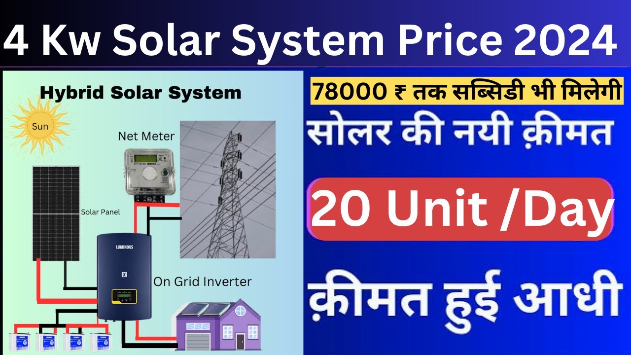 4Kw solar system Price 2024 4Kw सोलर सिस्टम की क़ीमत 2024 में सब्सिडी के साथ 108000₹ - YouTube