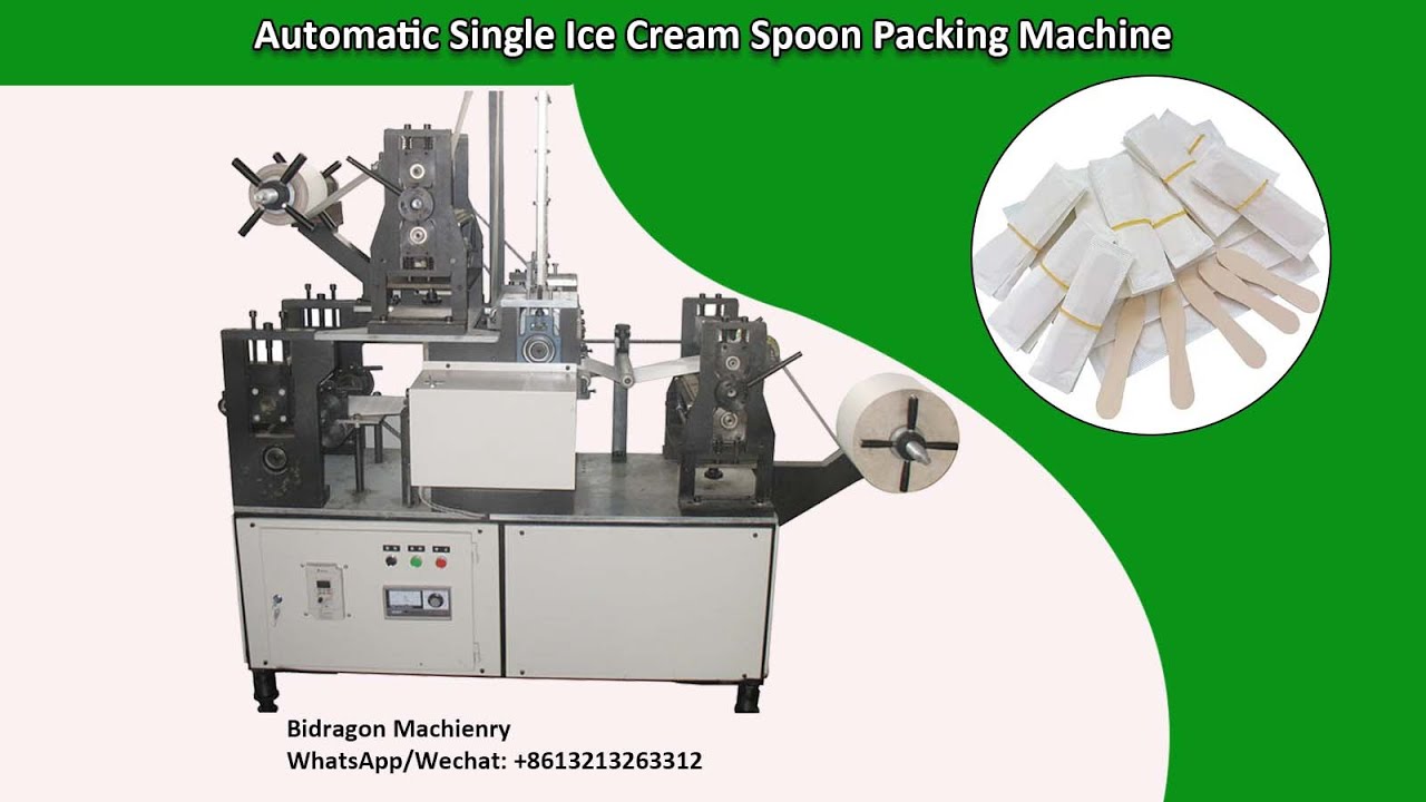 75mm Single Ice Cream Spoon Packing Machine Automatic Single Cofee ...