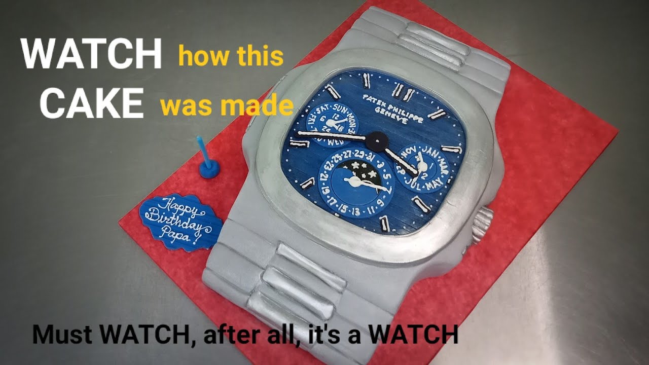 Making a patek philippe wristwatch cake from a rectangular cake ...