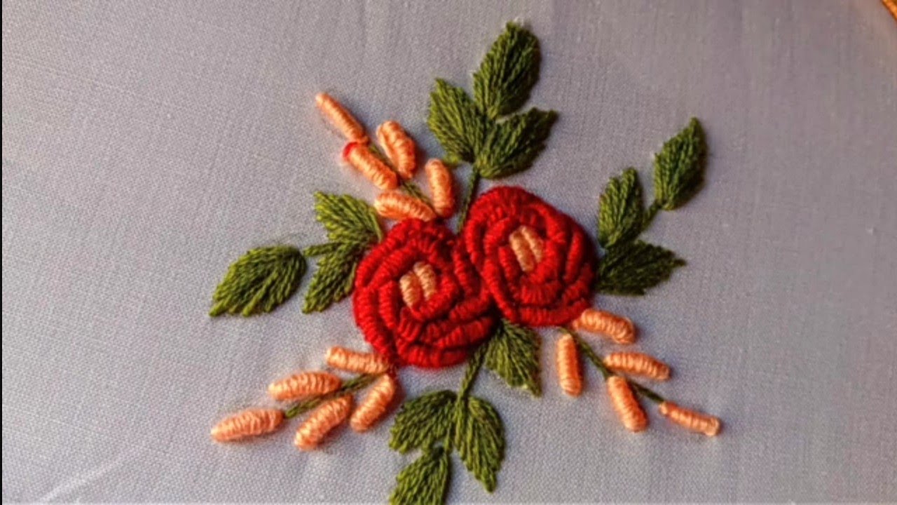 Bullion Rose Embroidery Pattern for Beginners. - YouTube