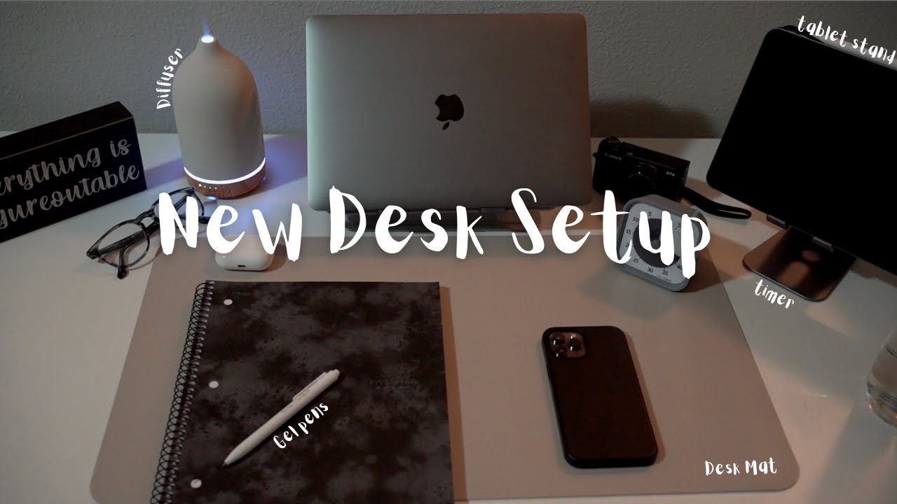 New Aesthetic Desk Setup | FlexiSpot Standing Desk - YouTube