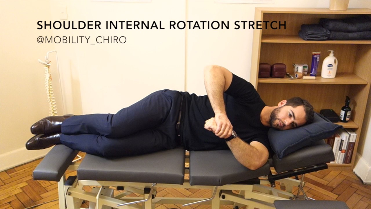 Sidelying Shoulder IR Stretch - YouTube