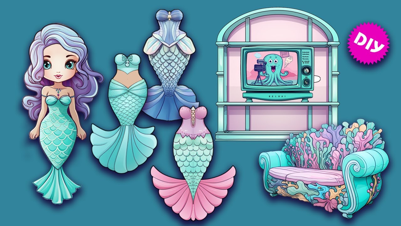 Paper cute Little Mermaid- Craft TUTORIAL - DIY - YouTube