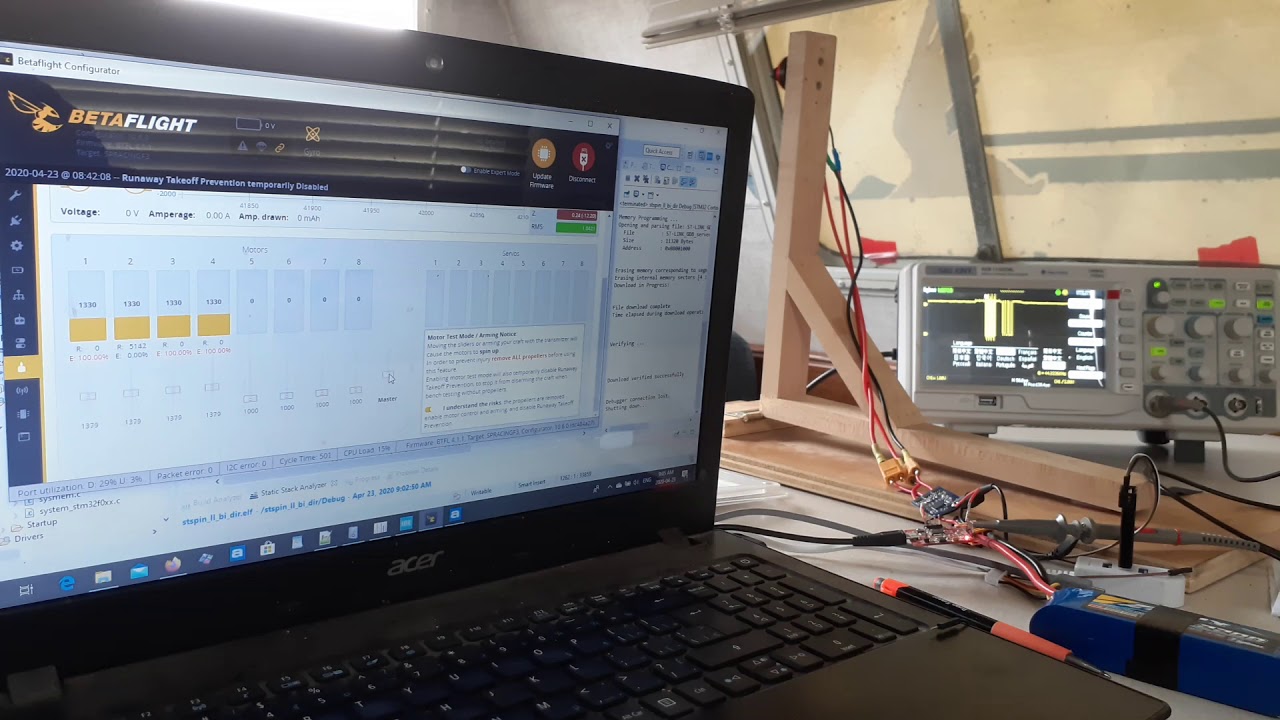 Bi-dir dshot testing stspin32f0a. - YouTube