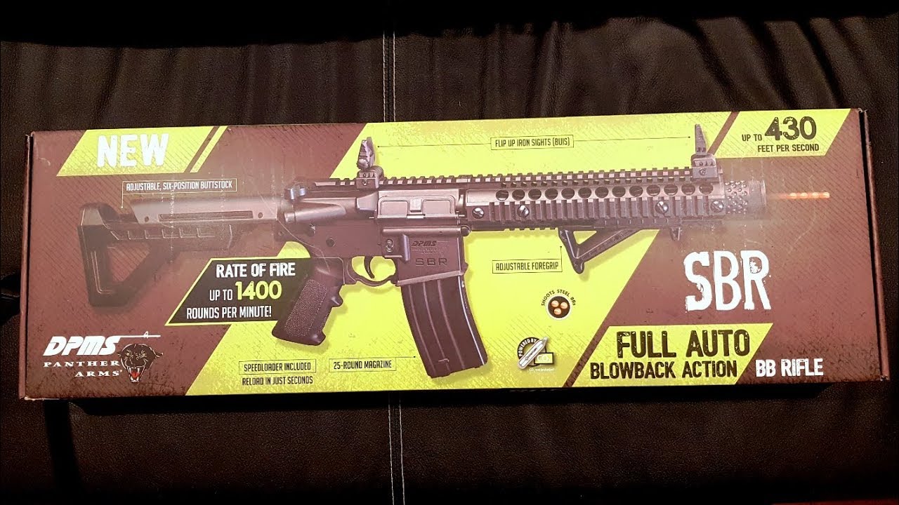 Crosman DPMS SBR Full Auto Air Rifle Unboxing - YouTube