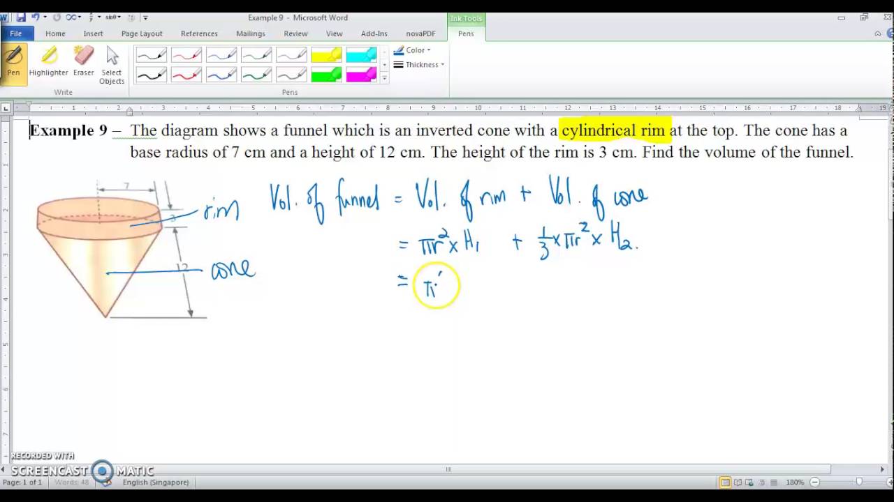 Mensuration of Cones_Example 9 - YouTube