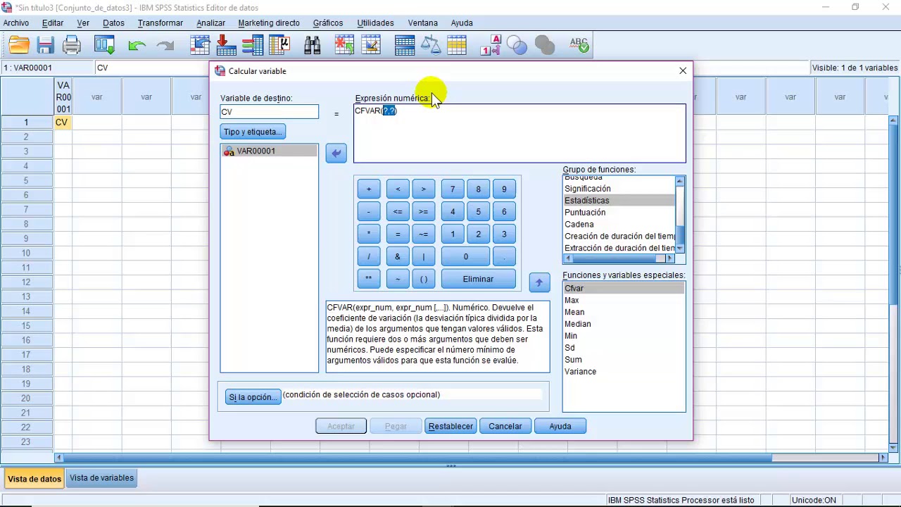 Coeficiente de Variación con SPSS - YouTube