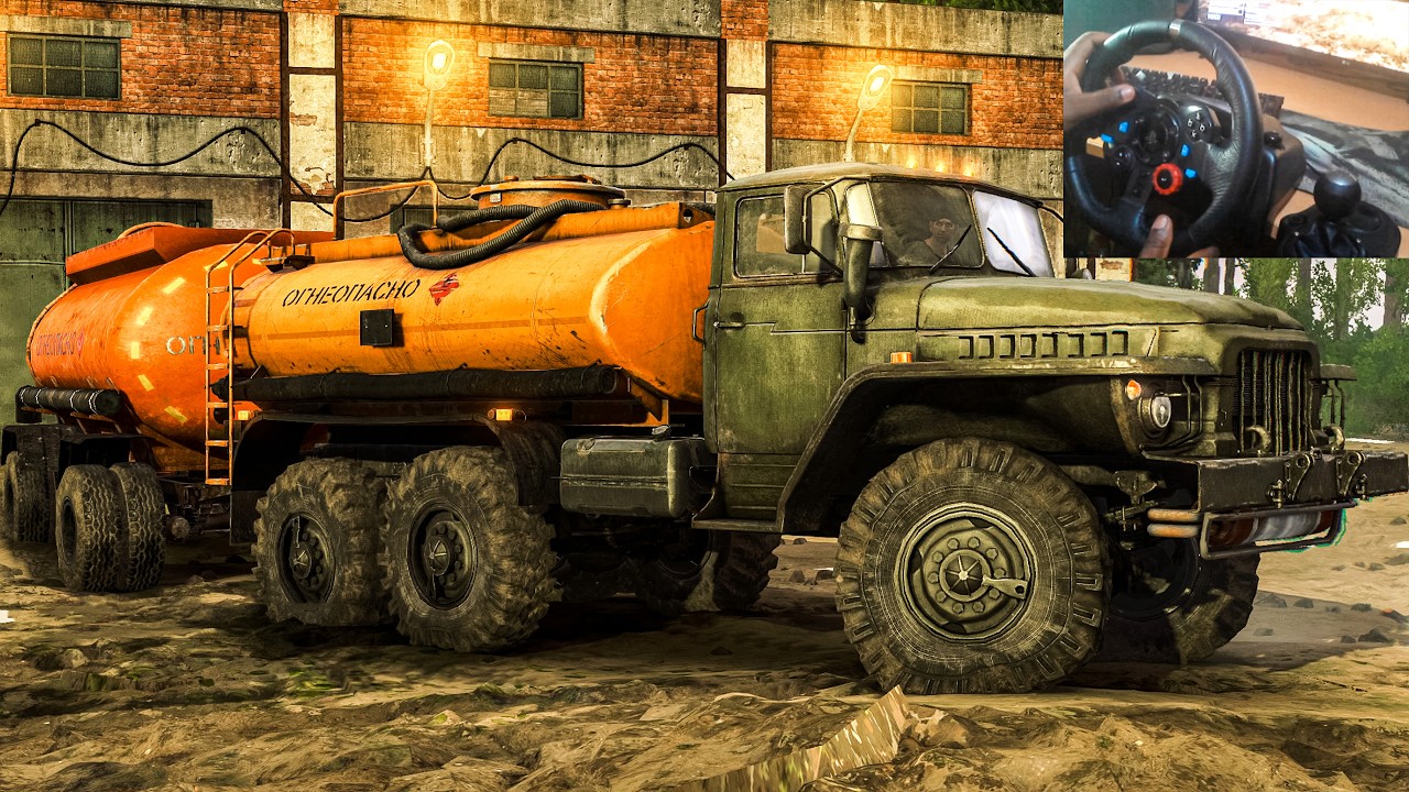 Ural 375D Fuel Tank Delivery MudRunner Coast Map 4K60 Logitech G29 and Shifter Gamplay - YouTube