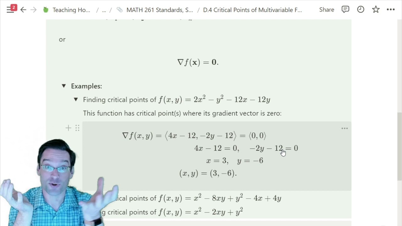 261.10.7.2 Critical Points and the Gradient Vector - YouTube