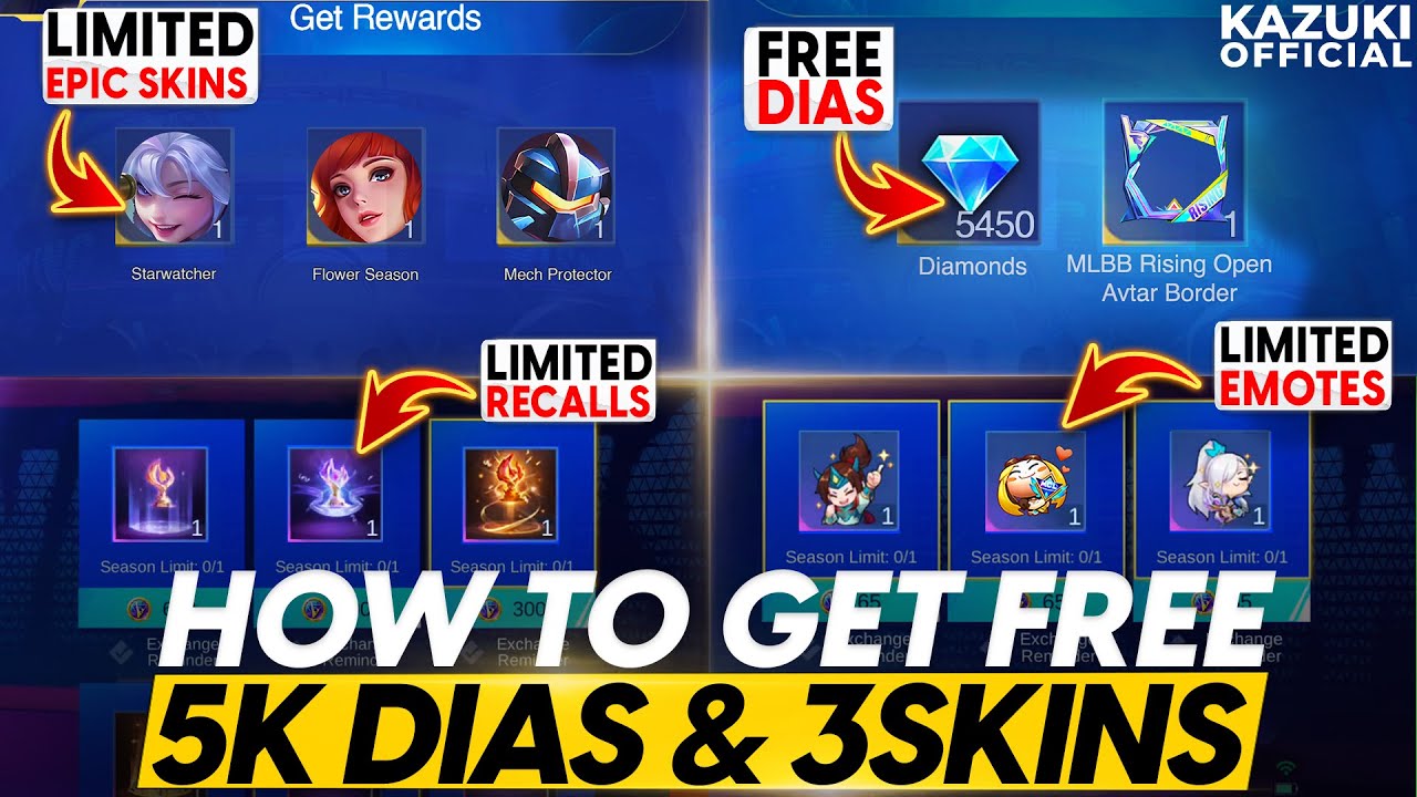 HOW TO GET 5420 DIAMONDS AND 3 GUARANTEED SKINS FROM THE MLBB RISING ...