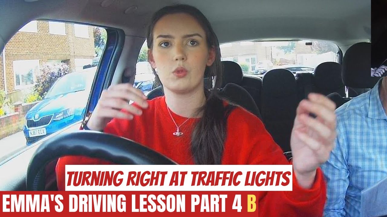 Emma's Driving Lesson. Turning Right at Traffic Lights - YouTube