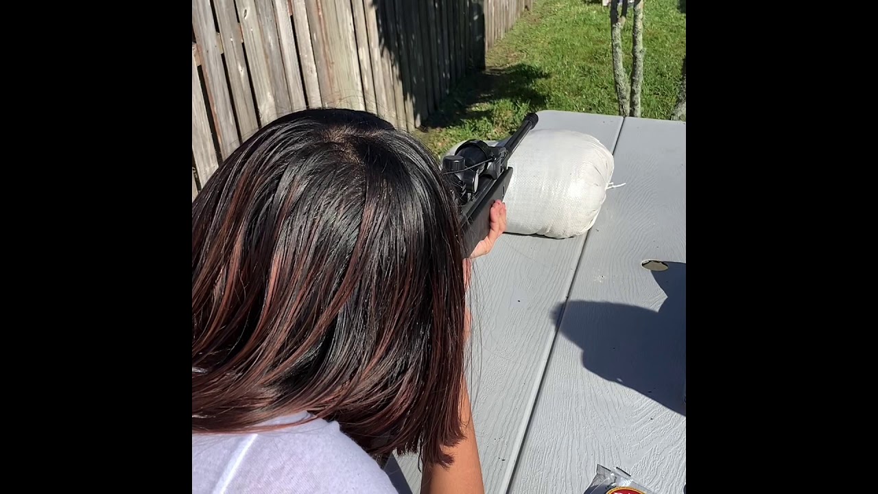 Slo-Mo Saumy shooting pellets in backyard Air Rifle with Scope Gama ...