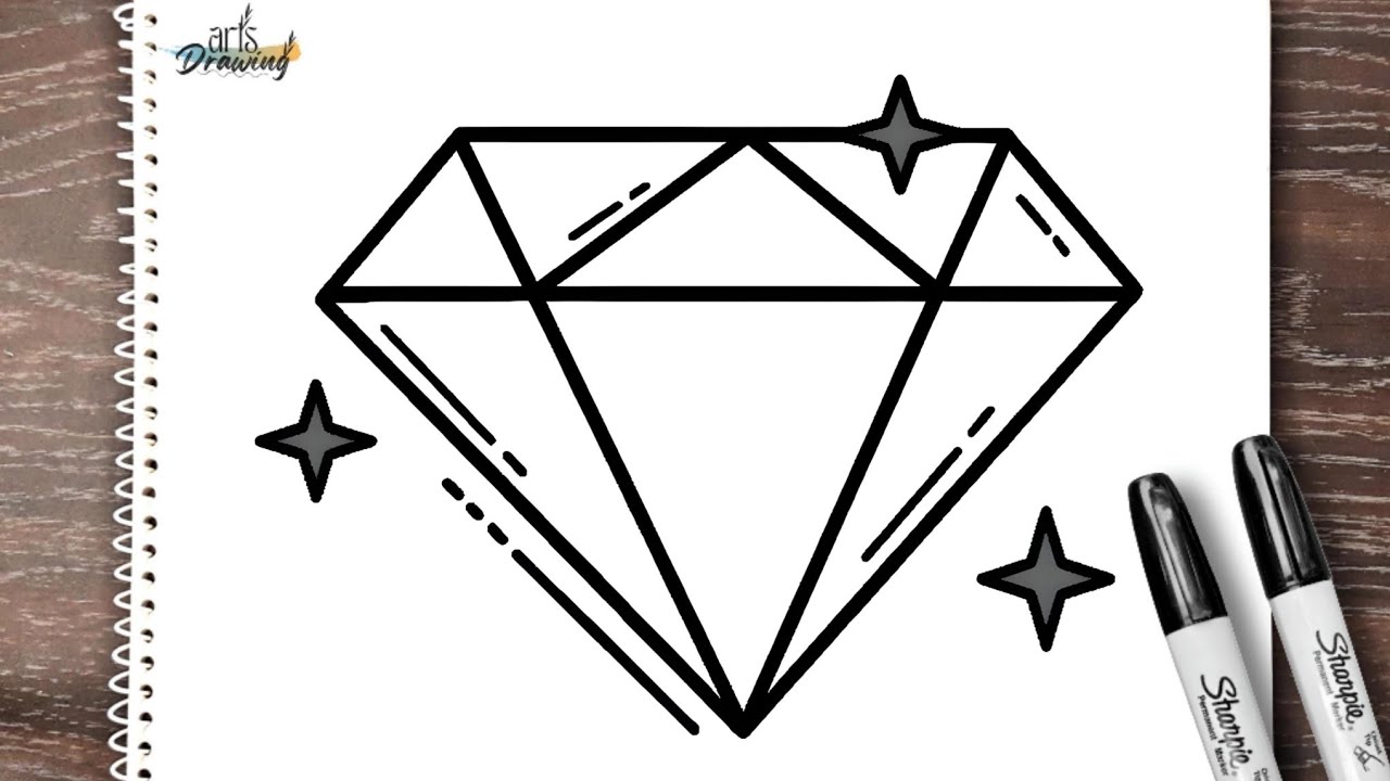 how to draw a DIAMOND step by step - YouTube