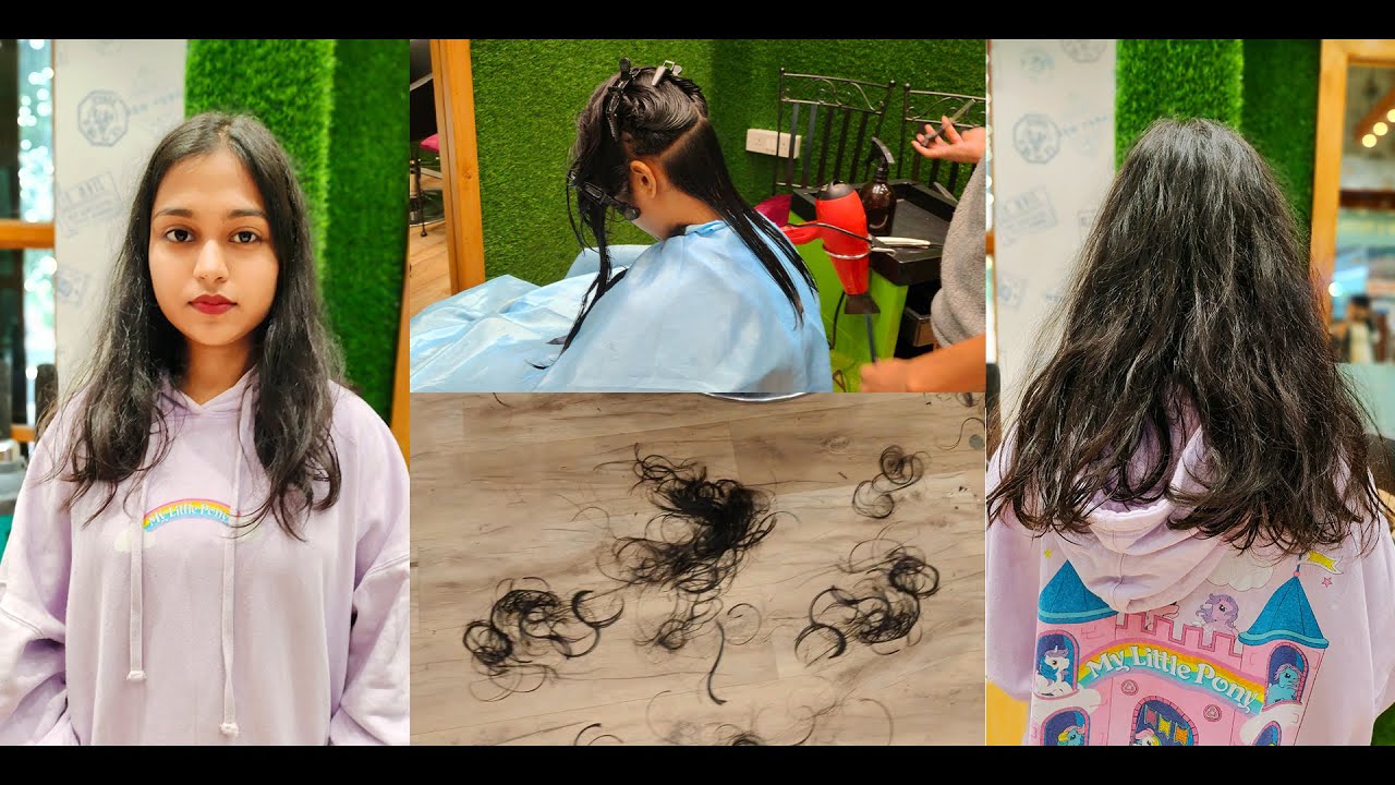 Chopping off Rough & Damaged Hair With Nape Clean| Winter Haircut 2022 ...