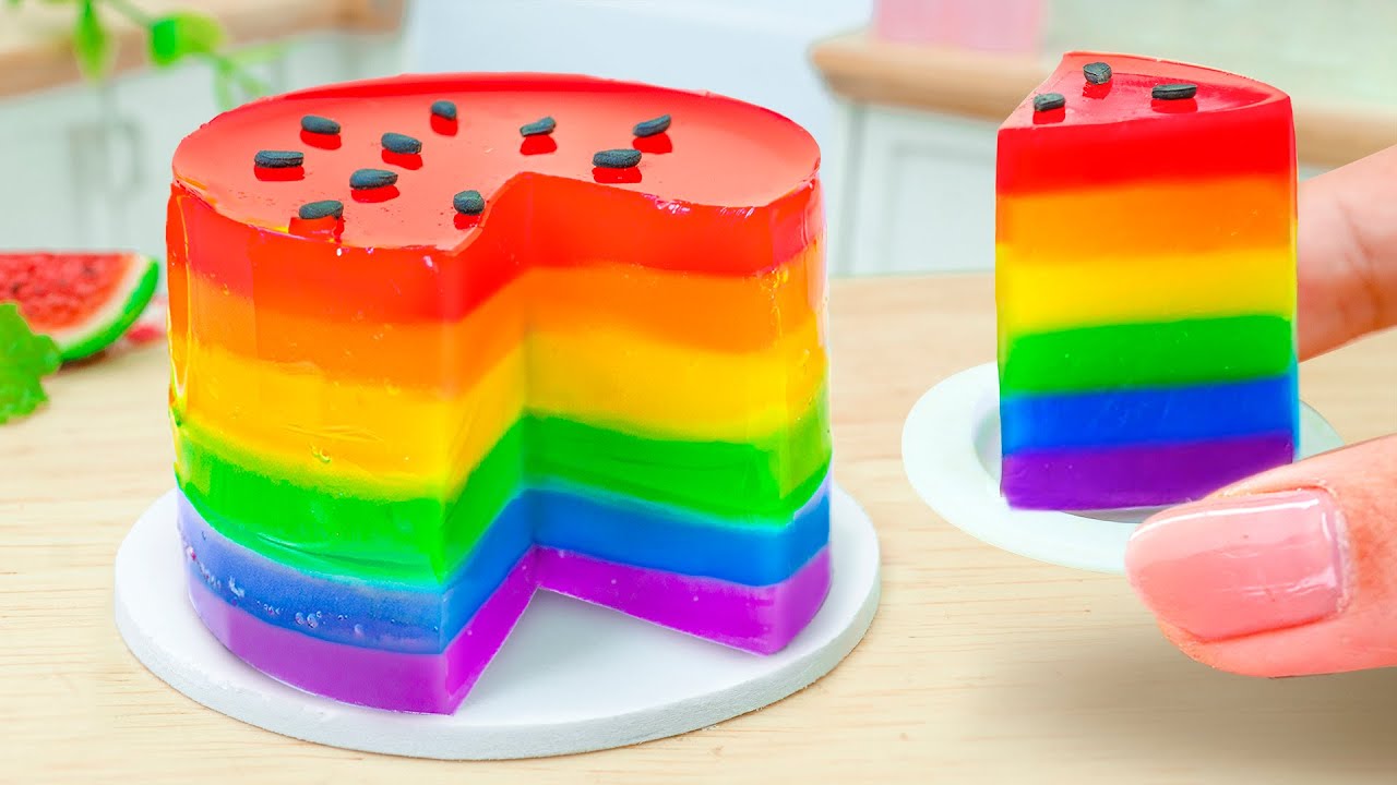 Satisfying Make Rainbow Jelly with Watermelon Recipe 🍉 Mini Yummy Sweet ...