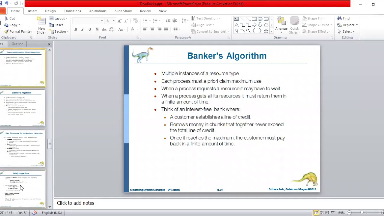 8.5.2 Resource Allocation Graph Scheme Deadlock Avoidance Bankers Algo ...