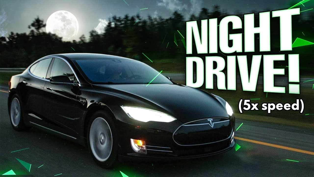 5x Speed - Zero Intervention Dirt Road, Night, Light Rain Drive FSD ...