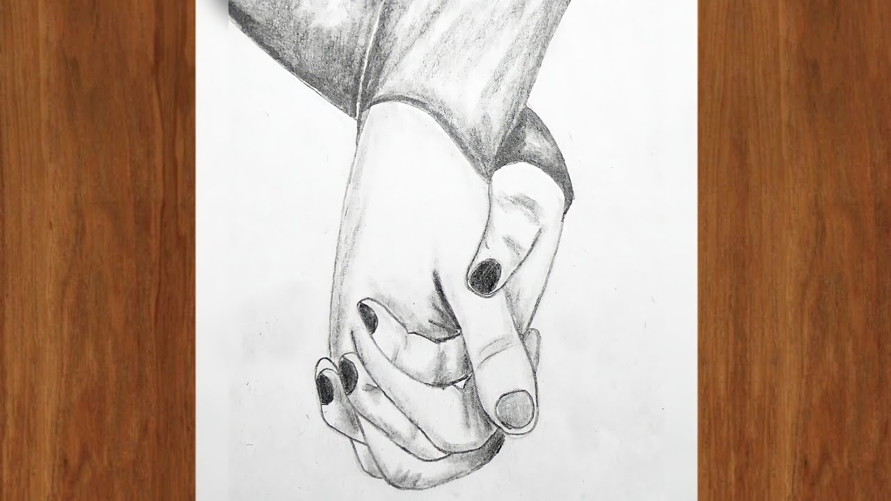 Romantic hand drawing | How to draw romantic couple holding hand - YouTube