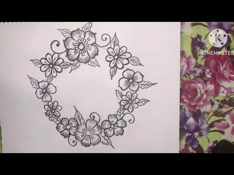 How to draw a circle flower / Very nice flower drawing / step by step ...