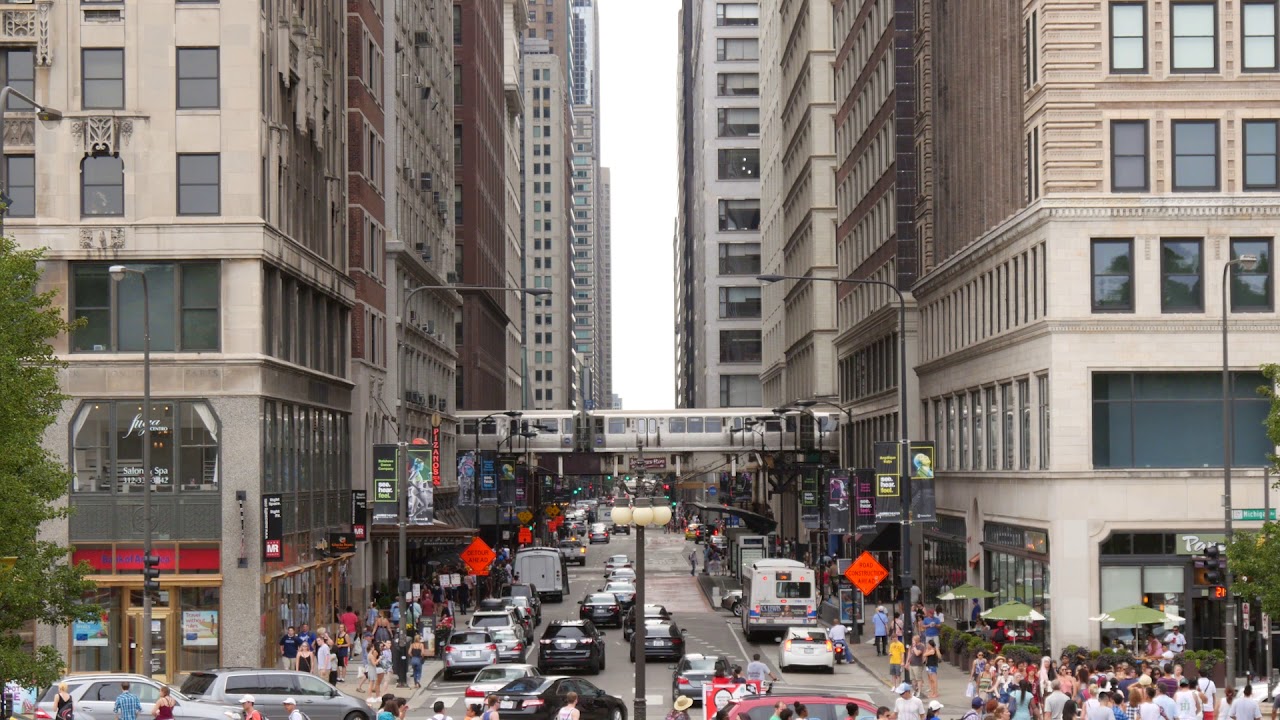 Busy Street Downtown Chicago 1080p - YouTube