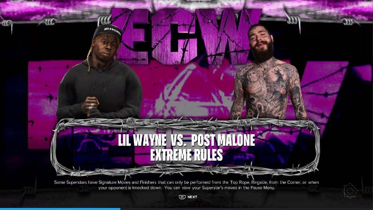 WWE 2K24: Lil Wayne Vs Post Malone - YouTube