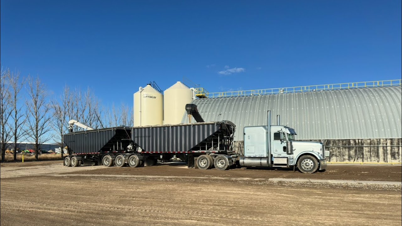 Hauling fertilizer weighing 140,000lbs!! B-Trains - YouTube