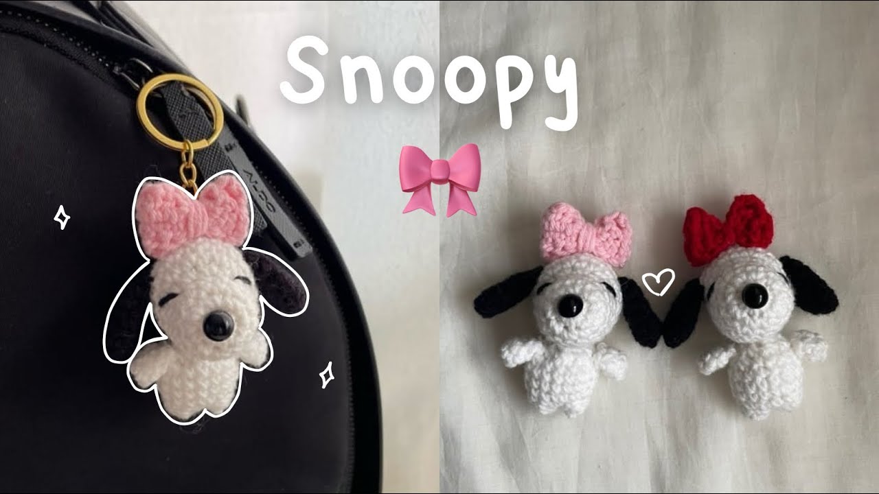 How to crochet Snoopy 🎀 keychain | Cute & Easy tutorial - YouTube