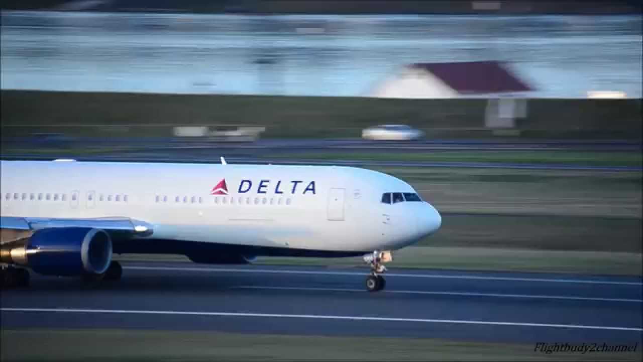 Delta Air Lines 767-300 N176DZ takeoff at PDX - YouTube