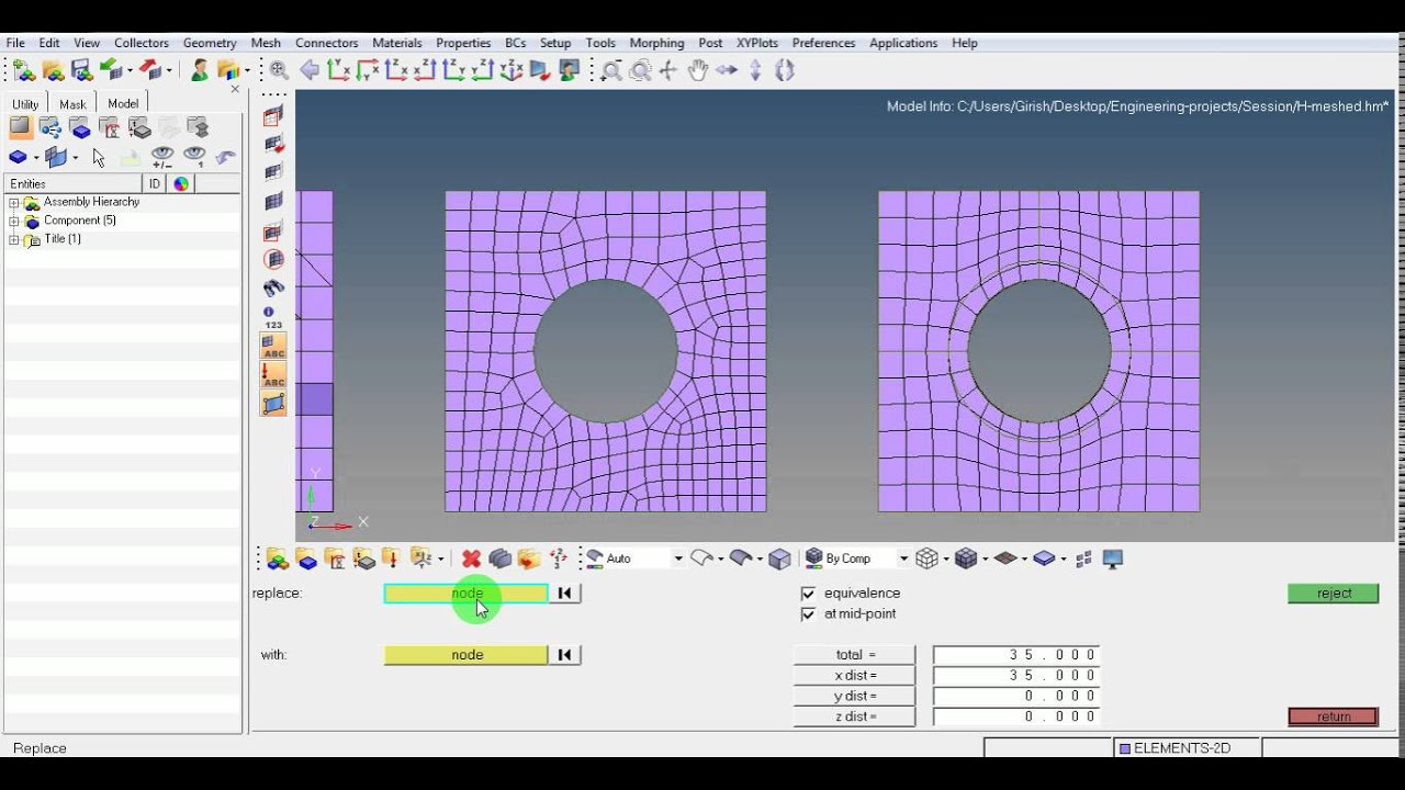 HyperMesh | Replace | Nodes | GRS | - YouTube