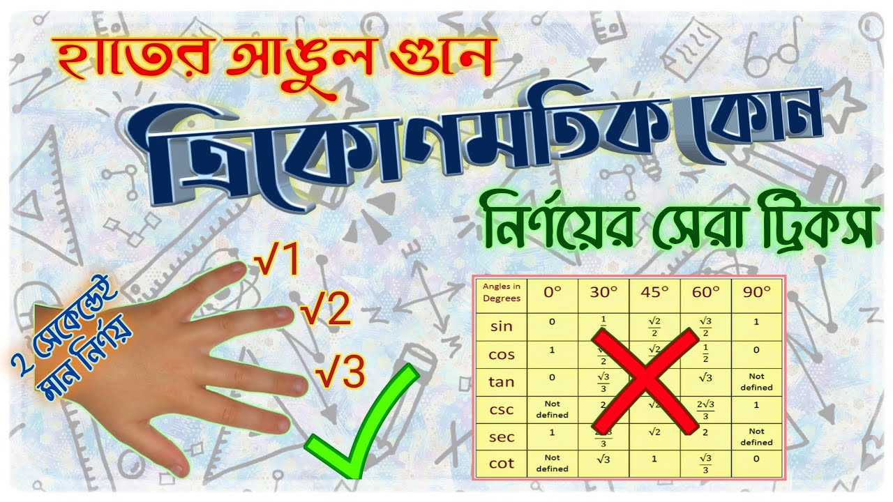Trigonometry Trick in Bengali | ত্রিকোনোমিতি মান নির্ণয় | Sin Cos Tan ...