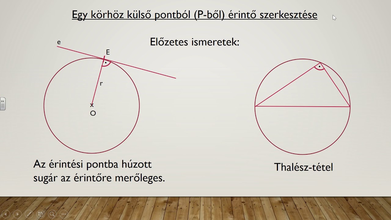 Thalész tétel és érintő szerkesztés - YouTube