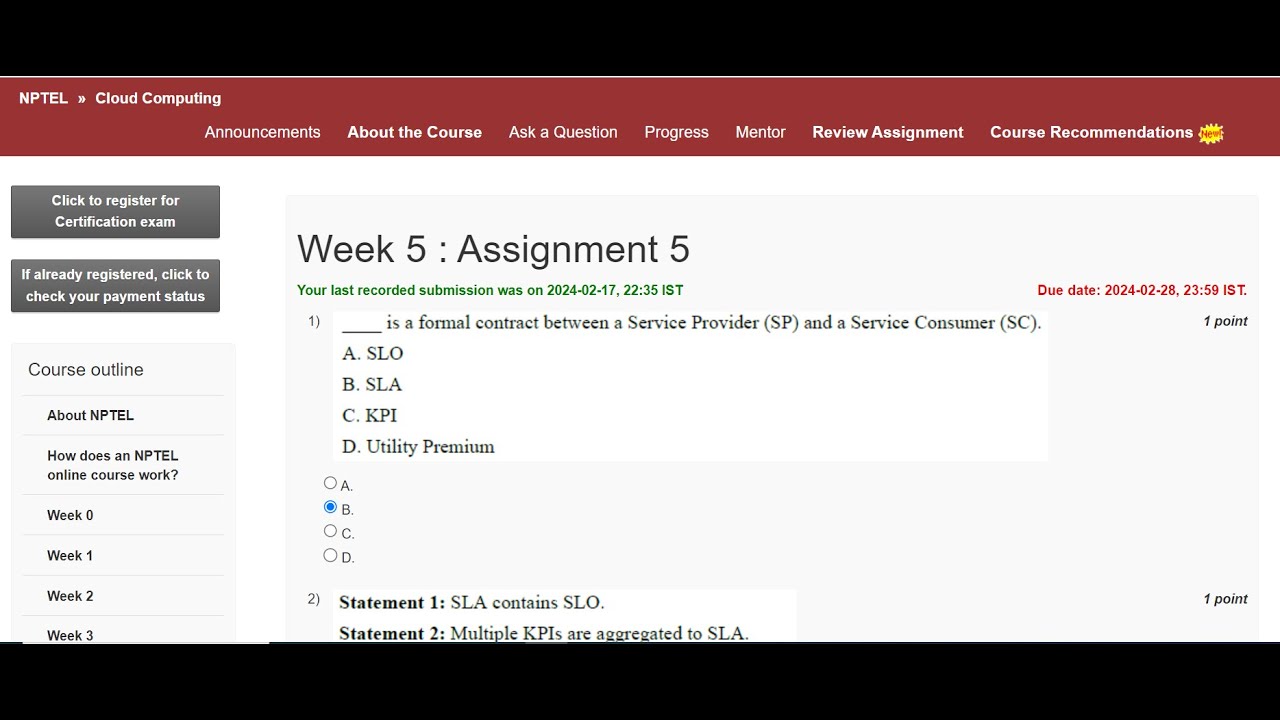 NPTEL Cloud Computing Week 5 : Assignment 5 Solution [Do share with ...